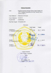 PENGARUH PEMBERIAN BERBAGAI MACAM PUPUK ORGANIK CAIR (POC) TERHADAP PERTUMBUHAN DAN HASIL ...